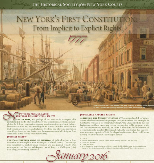 2016 Society Calendar - "New York's Constitutional Journey from 1777 ...