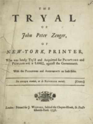 Crown v. John Peter Zenger, 1735 - Historical Society of the New York ...