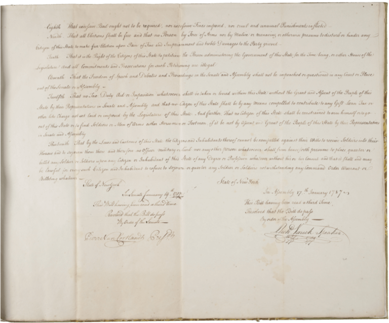 The New York Bill of Rights Statute, 1787 (L. 1787, ch 1) - Historical ...