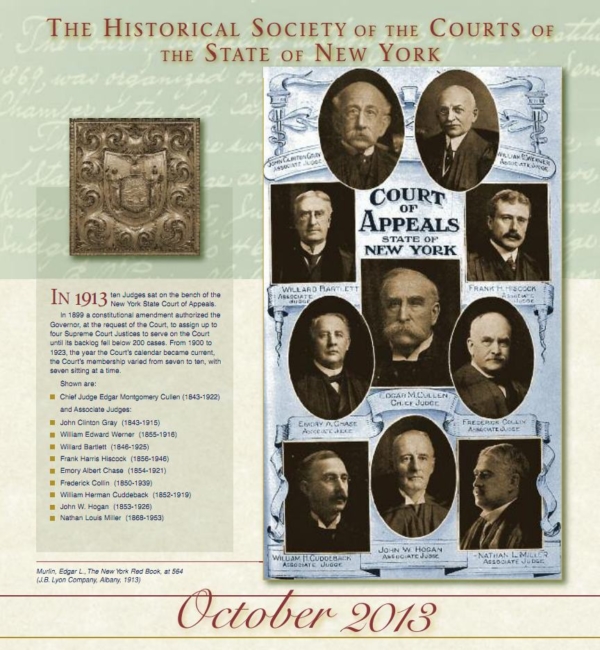 2013 Society Calendar - "100 Years Ago 1913-2013: New York Legal ...