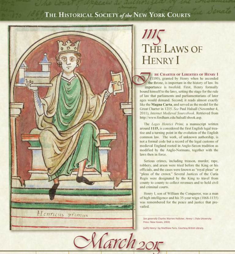 2015 Society Calendar - "Legal History Through the Ages" - Historical ...